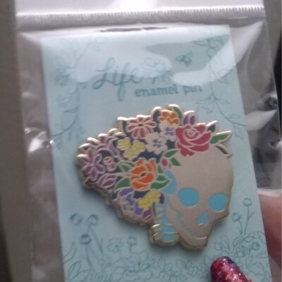 Life Flower Skeleton Hard Enamel Lapel Pin Skull - Etsy