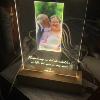 Custom Personalized Photo LED Wood Stand Room Night Light up Table Lamp ...