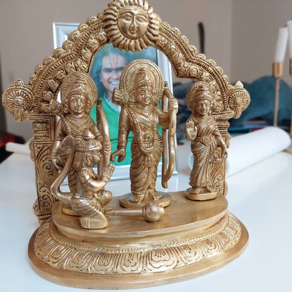 Ram Darbar Statue in Brass, Lord Rama, Lord Hanuman, Lord Lakshman ...