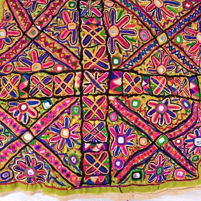 Banjara Yoke,afghani Patch Mirror Work Hand Embroidered Neck Yoke ...