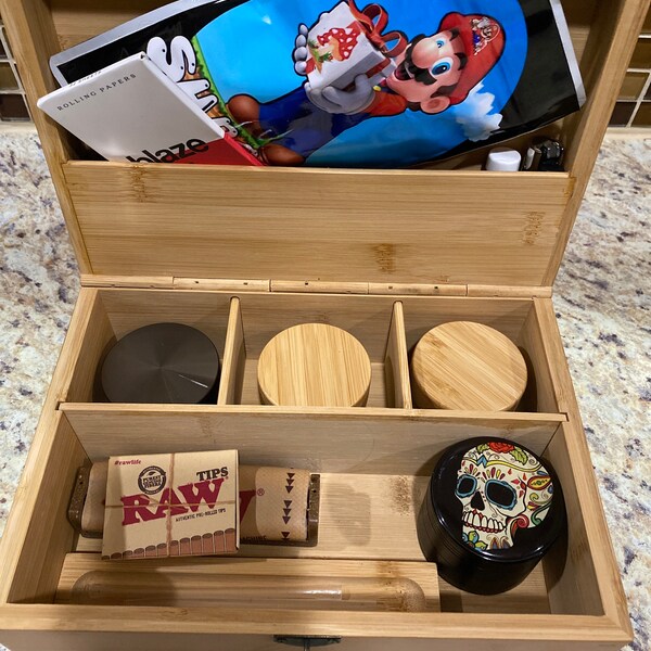 Pike & Pine Handmade Large Stash Box Combo - Includes Grinder + 2 Stash ...