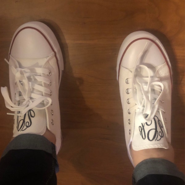 Monogram Canvas Sneaker Shoes, Personalized Womens Shoes, Ladies Canvas ...