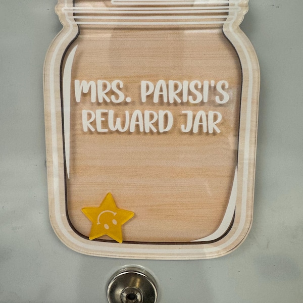Personalized Teacher Name Rewards Jar, Smiling Star Tokens Reward Jar ...