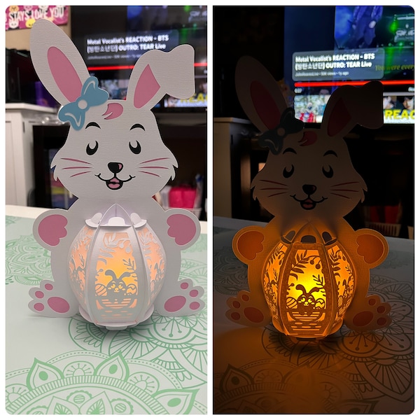 Bunny Lantern V3 PDF, SVG, Studio Template - Bunny Easter Egg Lantern ...