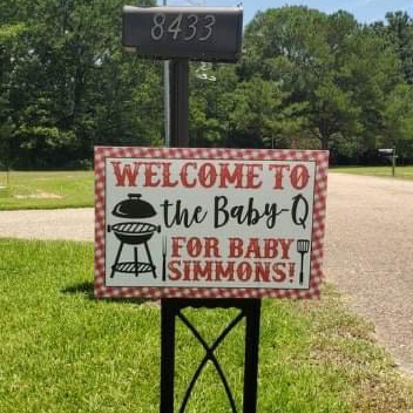Baby Q Baby Shower Sign, Barbeque Baby Shower Yard Sign, Baby-q Welcome ...