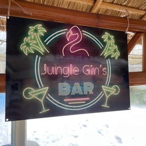 Personalised Bar Sign METAL Plaque Eighties 80s Neon Cocktail Nightclub ...