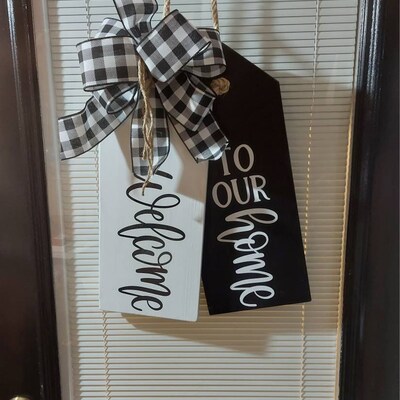 Welcome, Large Wooden Door Sign, Door Hanger, Farmhouse, Door Decor ...