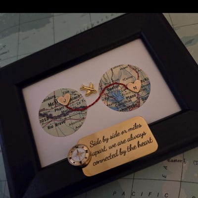 Long Distance Gift, Two Maps in One, Custom Map Gift, Maps in Frame ...