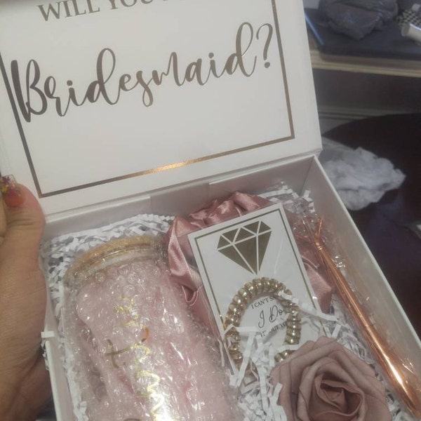 Gold Will You Be My Bridesmaid Proposal Box Set, Personalized ...