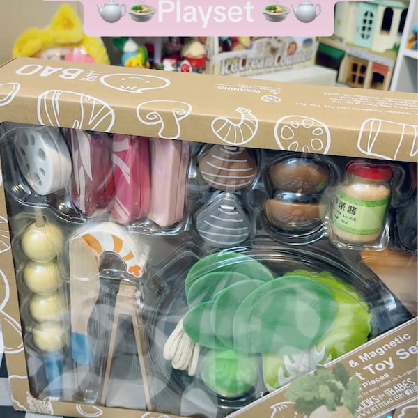 Bitty Bao Wooden Magnetic Hot Pot Toy Set - Etsy