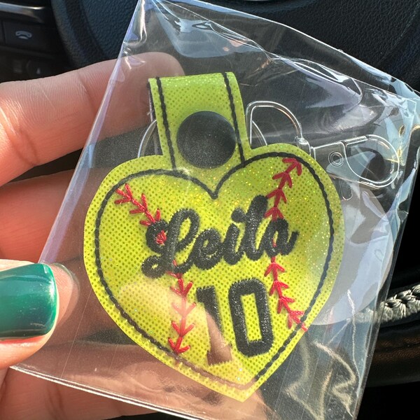 Softball Cursive Name & Number Bag Tags, Personalized Softball Green ...