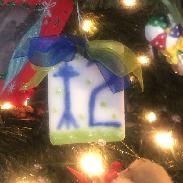 Fused Glass Cross, Hanging Art Glass Cross, Handmade Glass Rearview ...