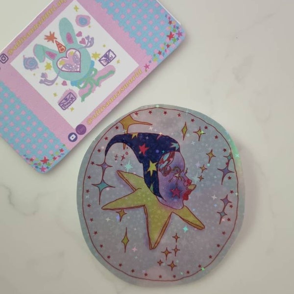 Holographic Sparkly Clown Sticker | Original Durable Vinyl Die-cut ...