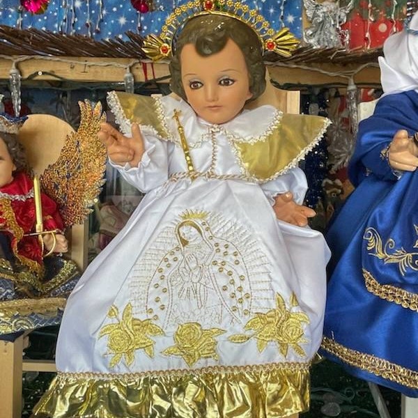 Ropon Tejido Azul , Ropa De Niño Dios,baby Jesus Dress , Traje De Niño ...