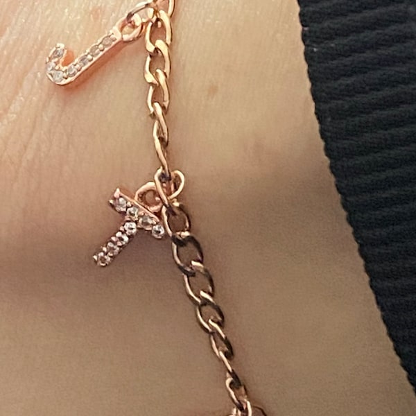 Personalized Sparkle Initial Anklet • Custom Name Anklet • Custom Ankle ...