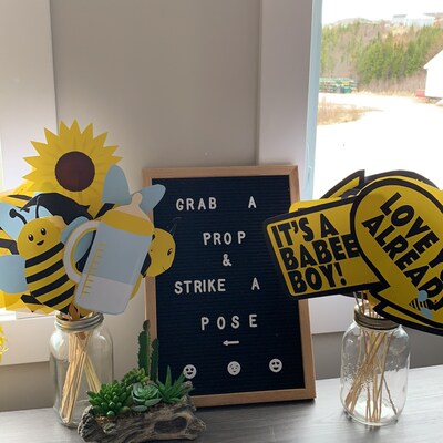 30 Bee Baby Shower Printable Props, Printable Bee Theme Babee Prop ...