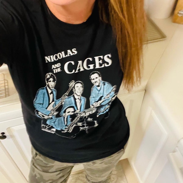 Nicolas Cage Band Shirt (ORIGINAL Black Shirt / Face off Edition, Hand ...