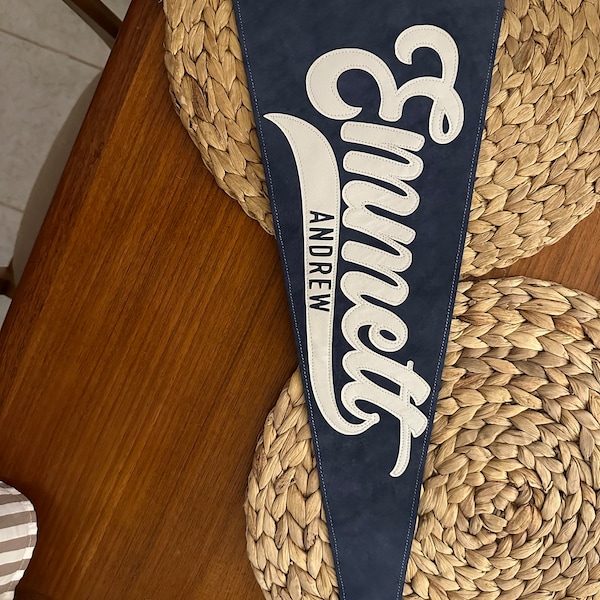 Two Line Large Custom Suede and Leather Pennant Flag Banner ...