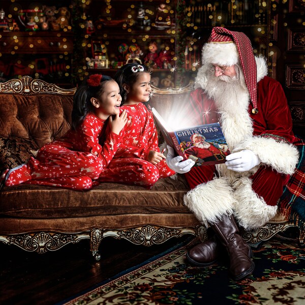 Santa Reading a Book, Santa on a Couch, Santa Digital, Santa Digital ...