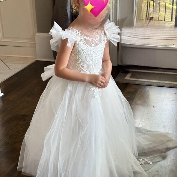 NEW!! Flower Girl Dress Train,girl Ball Gown,ivory Flower Girl Dress ...