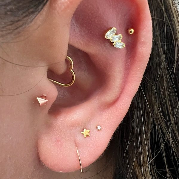 20G/18G Dot Flat Back Threadless Push Pin Labret Stud • Solid 925 ...