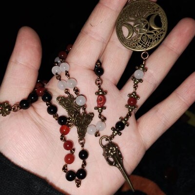 Lilith Prayer Beads Necklace, Satanic Rosary, Pagan Meditation Beads ...