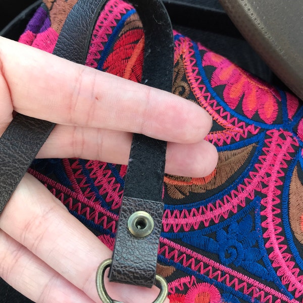 Boho Crossbody Wallet With Hmong Embroidered in Red, Bohemian Purse for ...