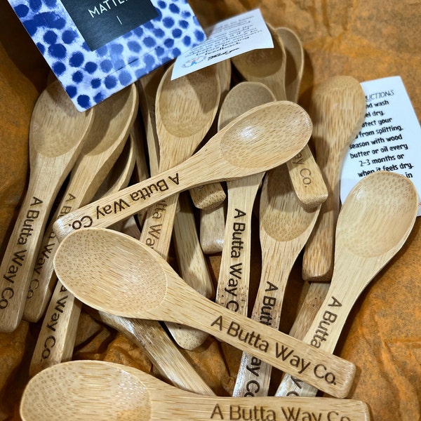 BULK CUSTOM Mini WOODEN Spoons 3 Inch | Tea Espresso Spice Scrub Spoon ...