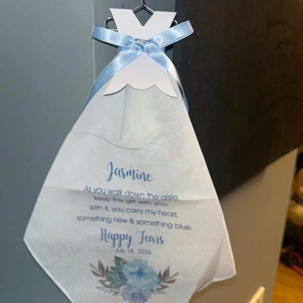 Bride's New & Blue Personalized Wedding Handkerchief, Gifts for the ...