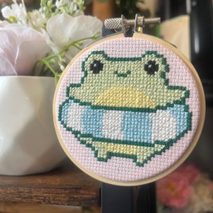 Tiny Frog Cross Stitch Pattern PDF Kawaii Cute Baby Animal Funny ...