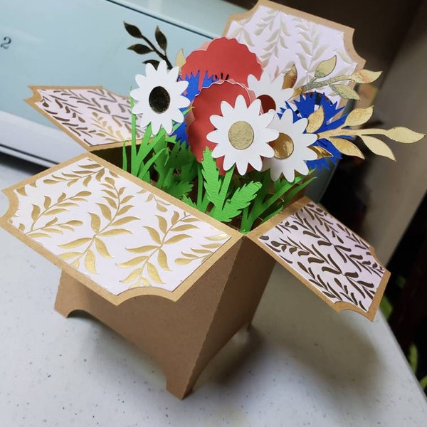 Cornfield Box Card SVG Template. Pop-up Box Card. Pop-up Greeting Card ...