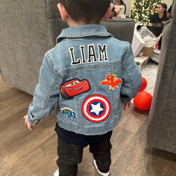 Boys Letter Patch Jean Jacket | Name Patch Jacket | Toddler Boys Custom ...