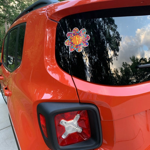 Custom Flower Monogram Sticker - Colorful Floral Car Decal Vinyl Bumper ...