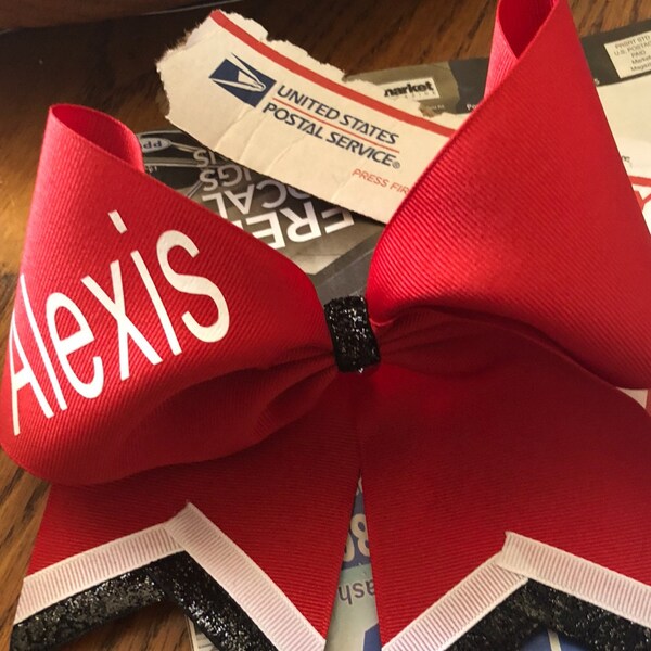 Personalized 3" Texas Size Cheer Bow - Single Layer - Trimed Ends ...