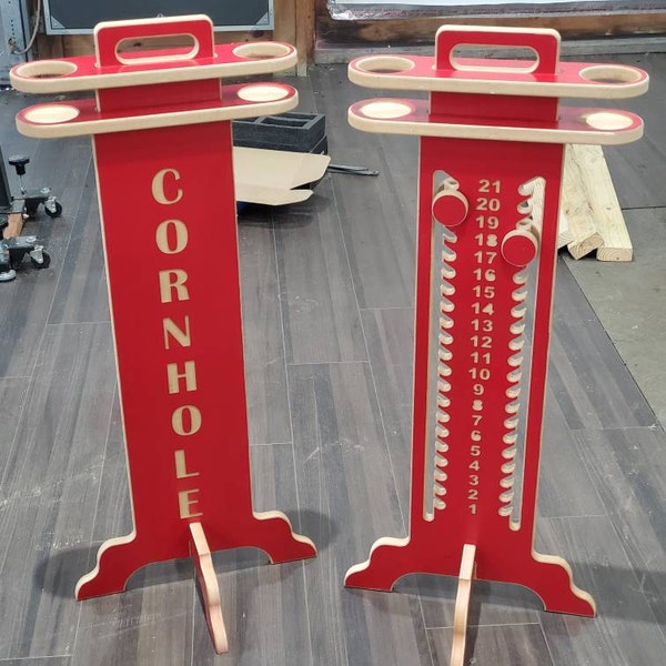 Cornhole Scorboard DXF, Cornhole Scoreboard With Dual Drinkholders ...