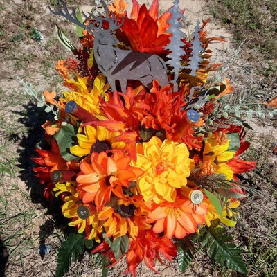 Deer Hunters Cemetery Memorial Vase Flower Arrangement - Etsy