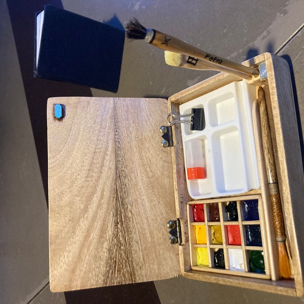 Handmade Wooden Pocket Gouache Paint Box - Etsy