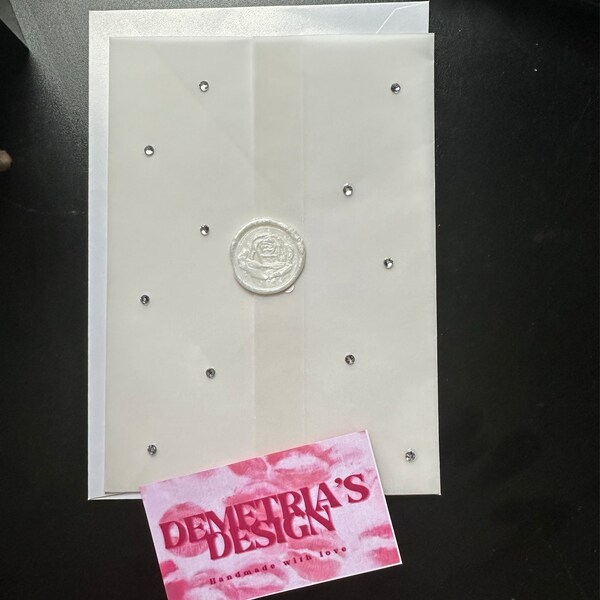 Pre-folded Pearl Vellum Jacket, Envelope and Wax Seal Set Sized for 5x7 ...