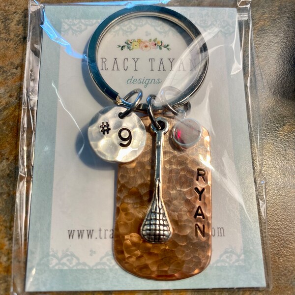 Personalized Lacrosse Team Keychain, LAX Team Gift, Copper Lacrosse ...