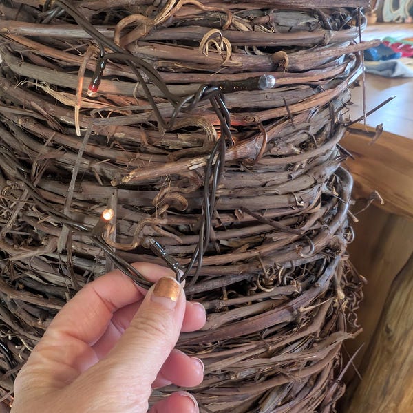 100 Count Light String / Strand / Set Brown Cord Clear Teeny Rice Light ...