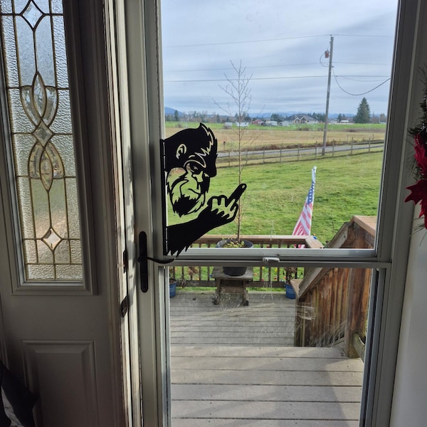 Peek-a-boo Flipping off Bigfoot Metal Sign – Flipping the Bird Edition ...