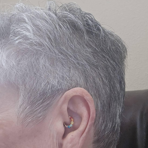 Gold Rainbow Clicker 1.2mm (16ga) Suitable for Septum, Daith, Rook, Conch, Helix, Cartilage 16g ...