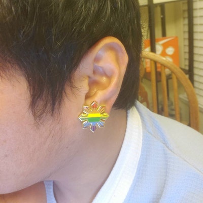 Philippines Rainbow Sun Enamel Pin, Filipino Gay Pride, Rainbow Flag ...