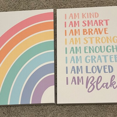 Personalized Affirmations for Kids Wall Art Set of 2 Prints ...
