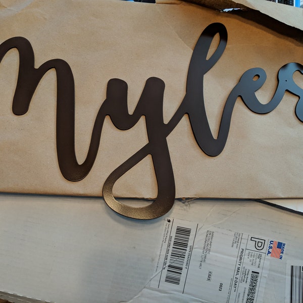 Custom Word Sign Metal Personalized Nursery Name Sign Cursive Word ...