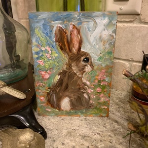 Bunny Rabbit Art little Pumpkin Picker Original Oil Painting by Tina ...