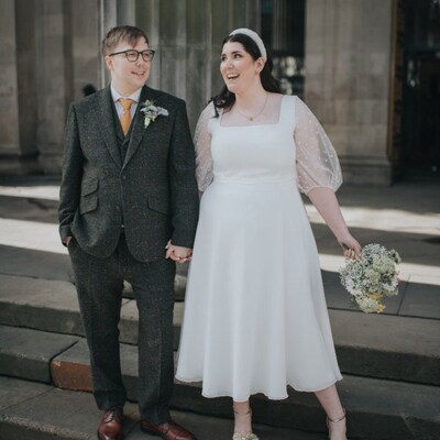 Midi Wedding Dress EDISON. Crepe Wedding Dress Casual Wedding Dress ...