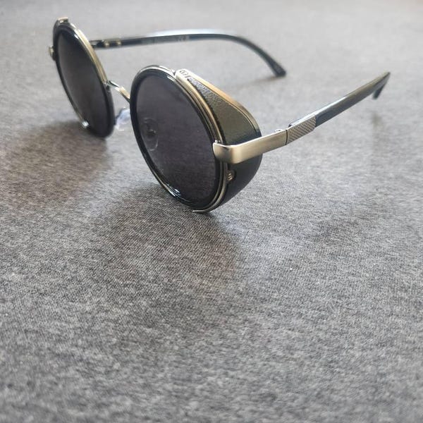 Steampunk Sunglasses Folding and Flip Down Lenses - Small, Round, Metal ...