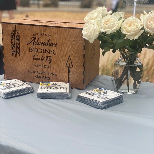 Custom Graduation Party Card Box | Laser Engraved Keepsake With ...