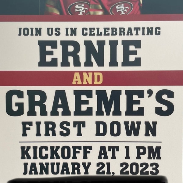 First Down! First (or Any Age and Any Colors!) Birthday Invitation ...